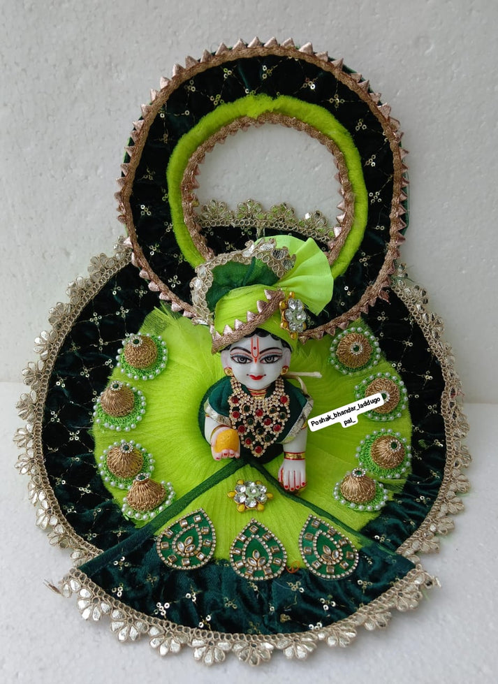 6/7 no. Heavy green dress with pagdi – POSHAK BHANDAR LADDU GOPAL